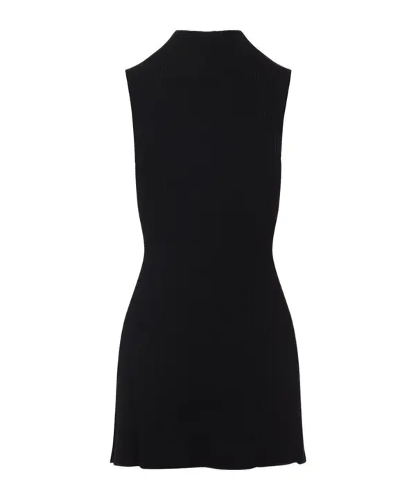 DIESEL® Ribbed Knit Keyhole Neck Mini Dress - Black