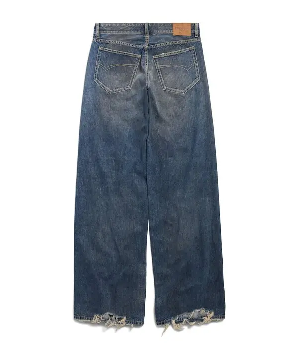 Balenciaga Destroyed Wide-leg Baggy Jeans - Blue