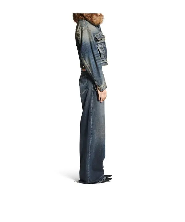 Balenciaga Destroyed Wide-leg Baggy Jeans - Blue