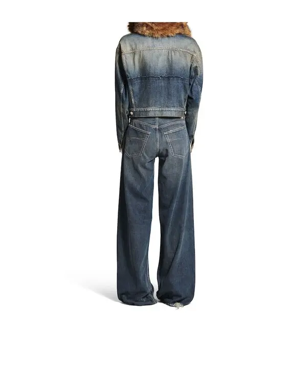 Balenciaga Destroyed Wide-leg Baggy Jeans - Blue