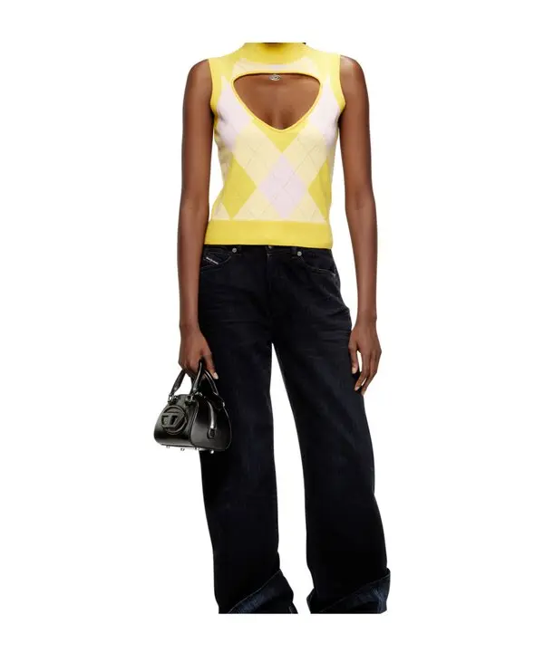 DIESEL® M-romko-sl" Cutout Argyle Wool Vest