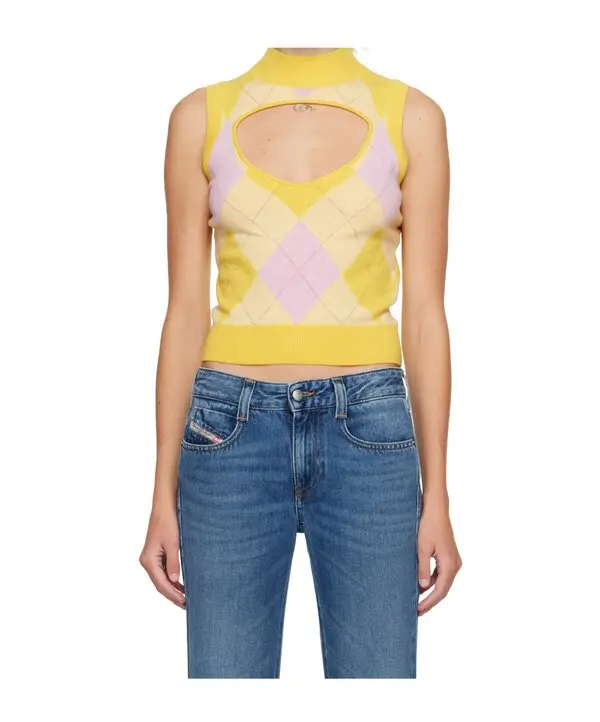 DIESEL® M-romko-sl" Cutout Argyle Wool Vest