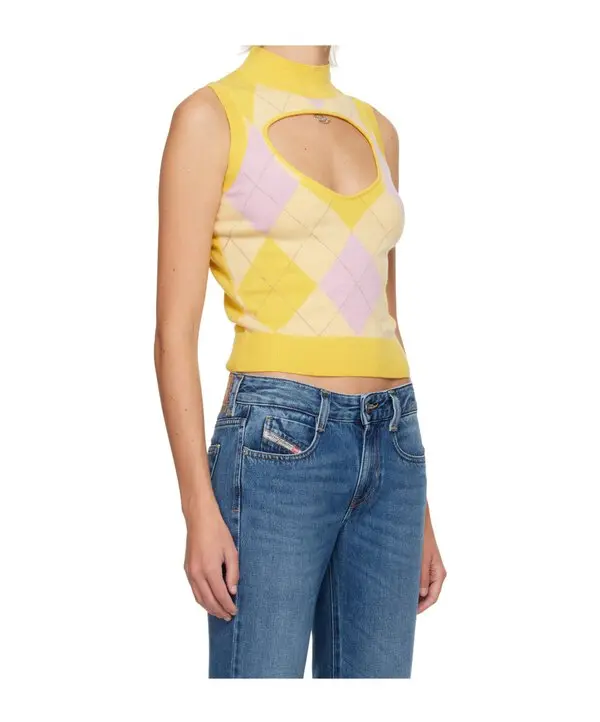 DIESEL® M-romko-sl" Cutout Argyle Wool Vest