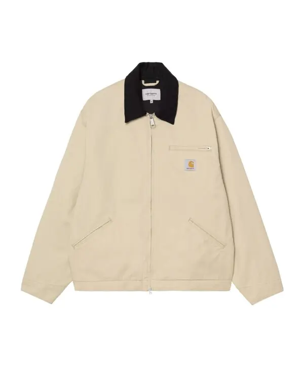 Carhartt Work In Progress Beige Cotton Detroit Work Jacket With Corduroy Collar - Barchan / Black, Rinsed