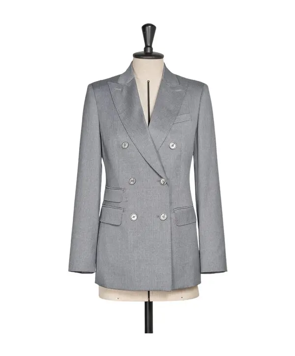 Max Mara Wool Twill Double-breasted Blazer - Medium Gray
