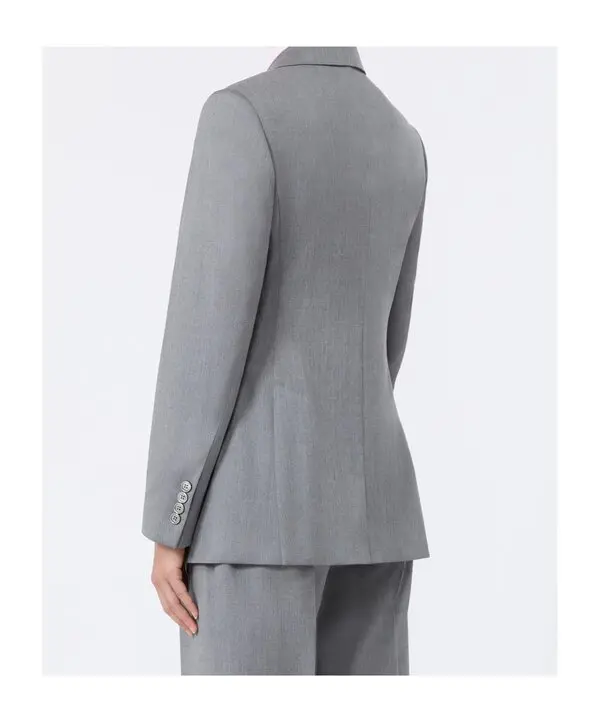 Max Mara Wool Twill Double-breasted Blazer - Medium Gray