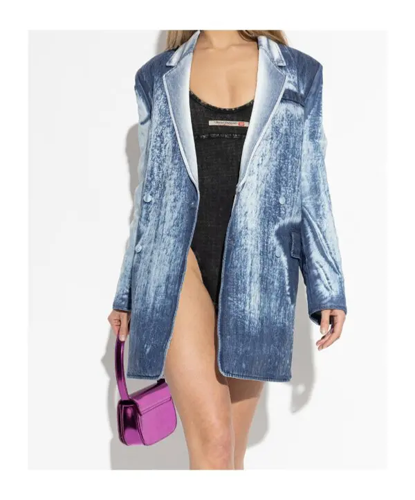 DIESEL® De-lumea Fsi1 V-neck Double Breasted Jacket - Blue