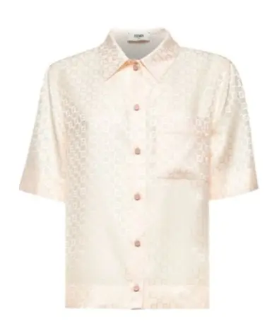 Fendi Ff Jacquard Satin Short Sleeve Shirt - Pink