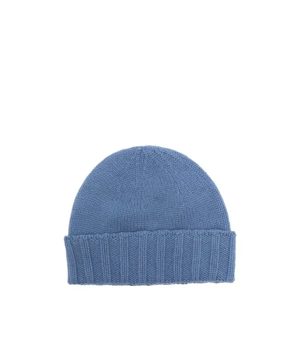 DRUMOHR Cashmere Ribbed Beanie - Blue