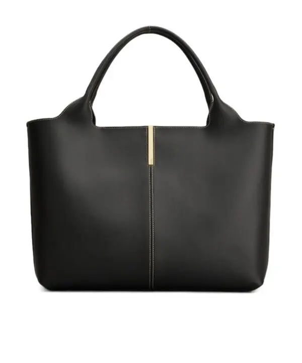 TOD'S Logo Engraved Tote Bag - Black