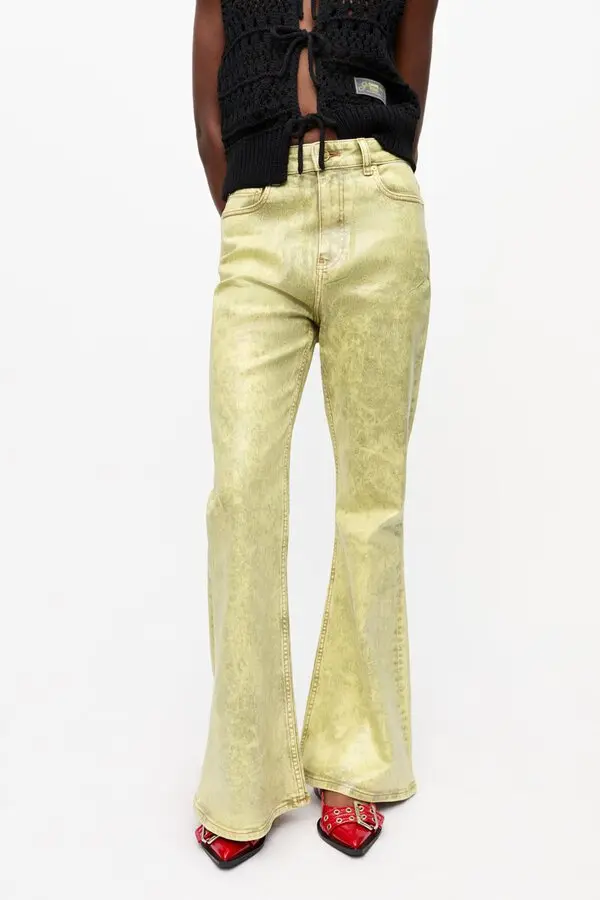 GANNI Foil Overdyed Flared Jeans