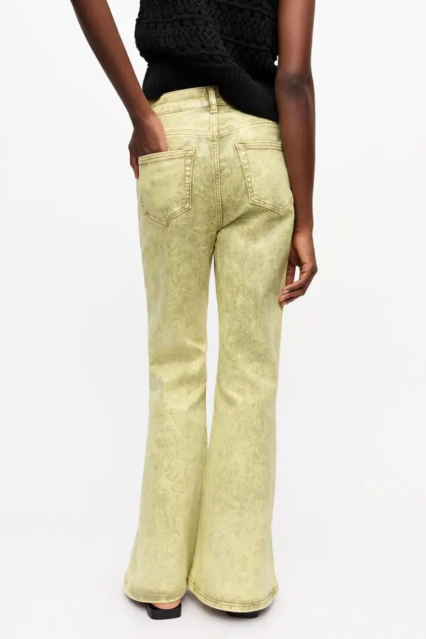 GANNI Foil Overdyed Flared Jeans