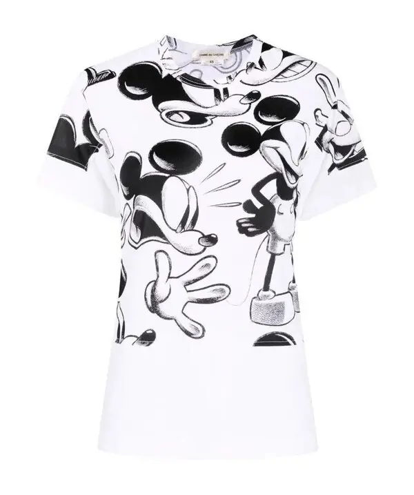 Comme Des Garçons Mickey Mouse Printed T-shirt - White
