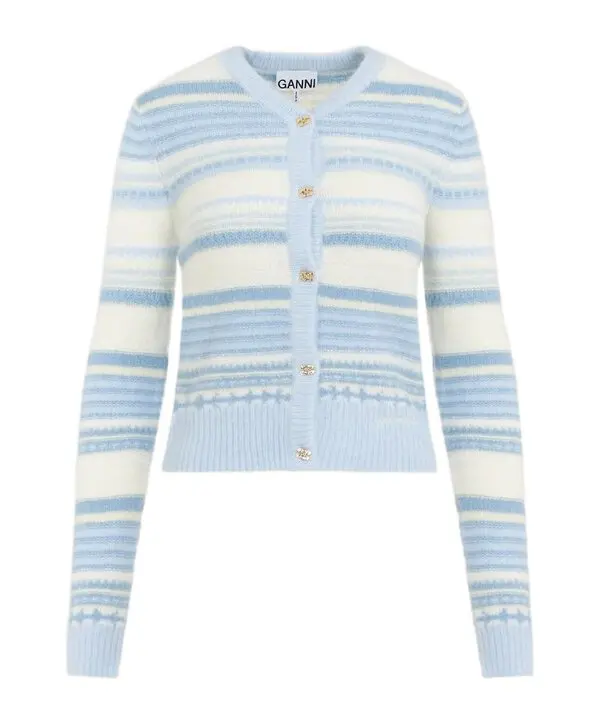 GANNI Striped Knit Button-front Cardigan