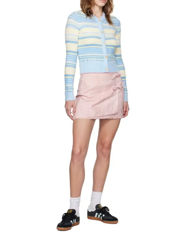 GANNI Striped Knit Button-front Cardigan