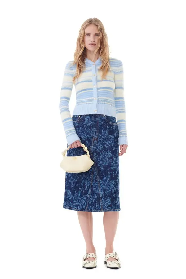 GANNI Striped Knit Button-front Cardigan