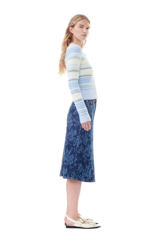 GANNI Striped Knit Button-front Cardigan