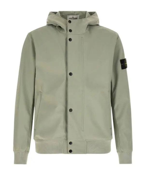 Stone Island Logo Badge Hooded Jacket - Sage