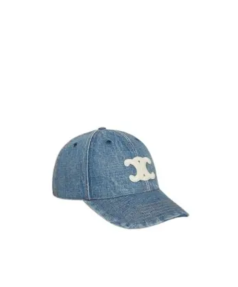 Celine Triomphe Baseball Cap In Denim - Union Wash