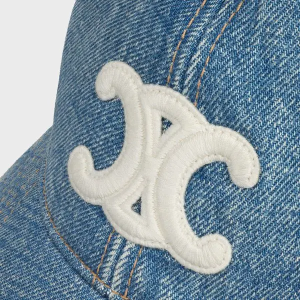 Celine Triomphe Baseball Cap In Denim - Union Wash