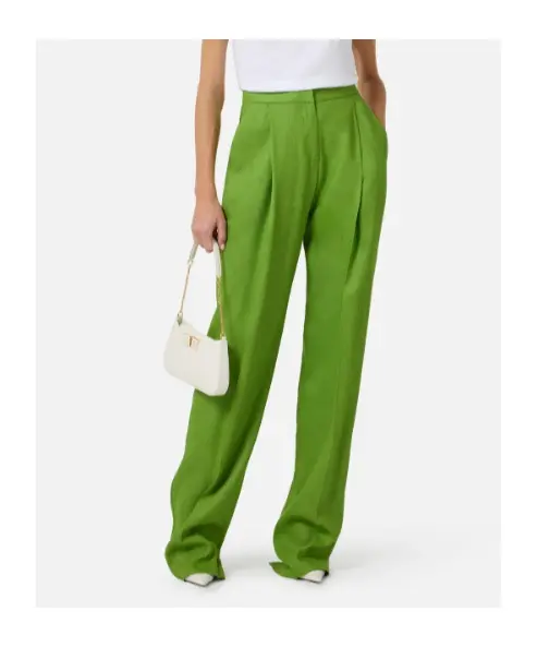 Elisabetta Franchi Pleated Straight-leg Pants - Aloe