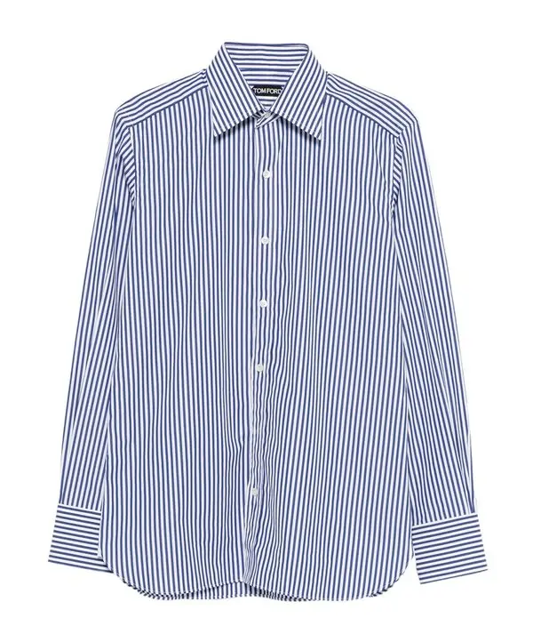 TOM FORD Striped-pattern Button-fastening Shirt - Blue