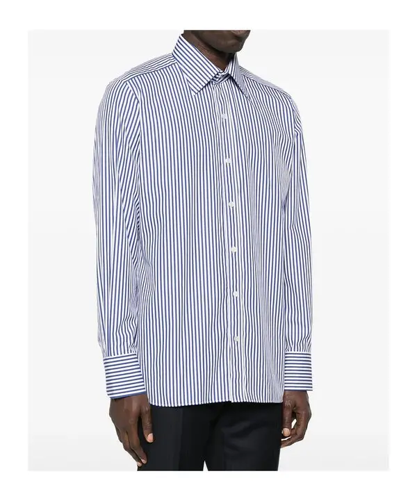 TOM FORD Striped-pattern Button-fastening Shirt - Blue
