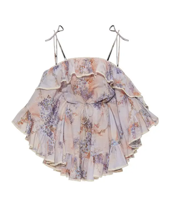 Zimmermann Cascadian Belted Mini Dress - Nude