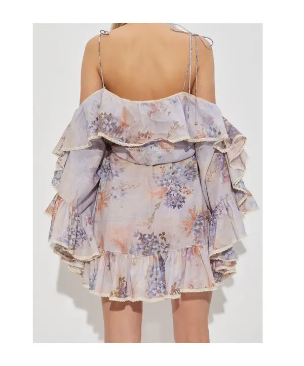 Zimmermann Cascadian Belted Mini Dress - Nude