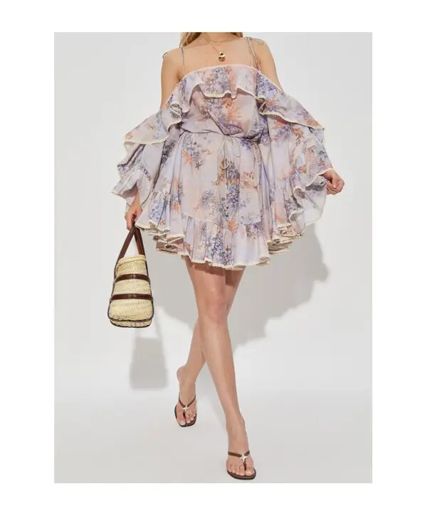 Zimmermann Cascadian Belted Mini Dress - Nude