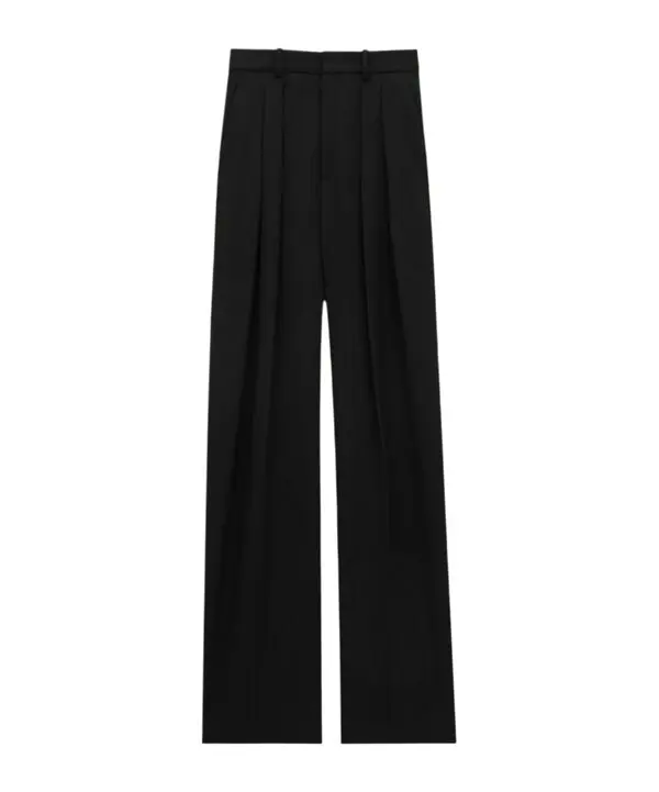 Saint Laurent High Waist Wide Leg Trousers - Black