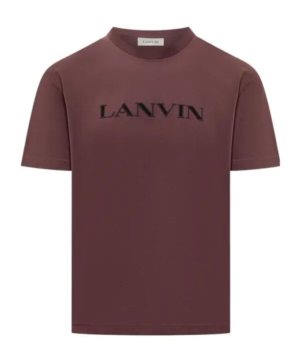 LANVIN Logo Embroidered Crewneck T-shirt - Red