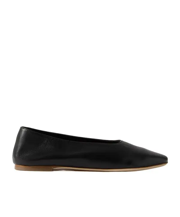 Staud Alba Leather Ballet Flats - Black