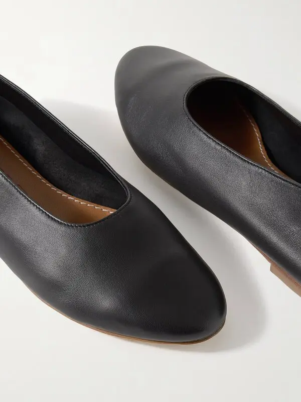 Staud Alba Leather Ballet Flats - Black