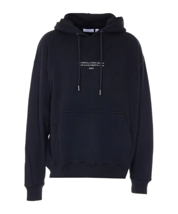 Off-White Logo Printed Drawstring Hoodie - Black