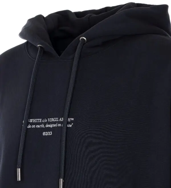 Off-White Logo Printed Drawstring Hoodie - Black