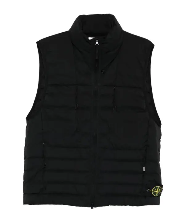 Stone Island Quilted Stand Collar Gilet - Black