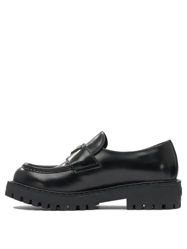Prada Triangle-logo Loafers - Black