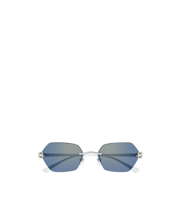 Cartier Geometric Frame Rimless Sunglasses - Silver-blue