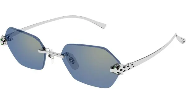 Cartier Geometric Frame Rimless Sunglasses - Silver-blue