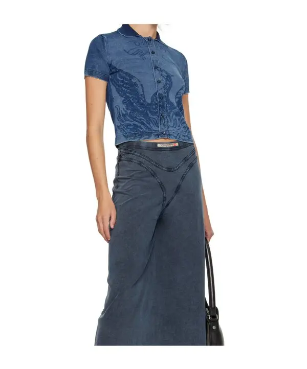 DIESEL® M-fenny Denim Short-sleeve Shirt With Graphic Print