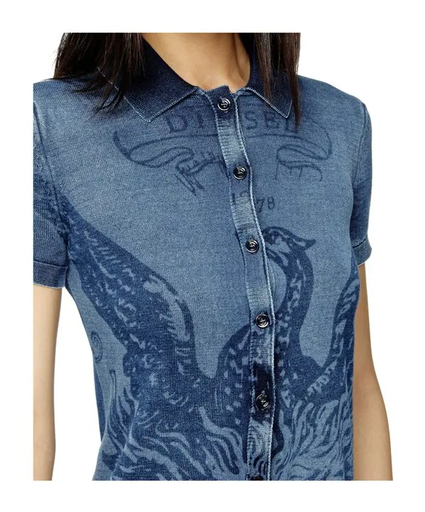 DIESEL® M-fenny Denim Short-sleeve Shirt With Graphic Print