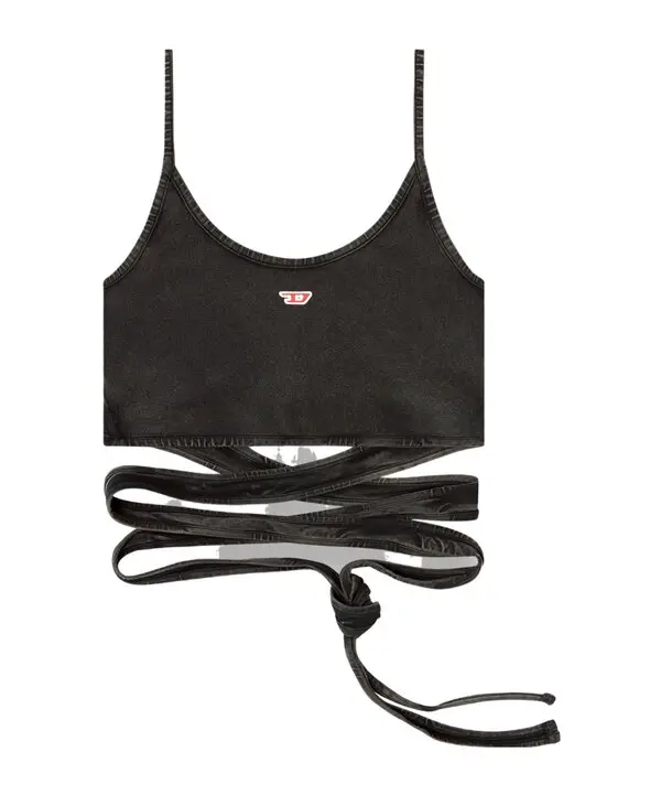 DIESEL® T-leta-tail-r1 Spaghetti Strap Top - Black