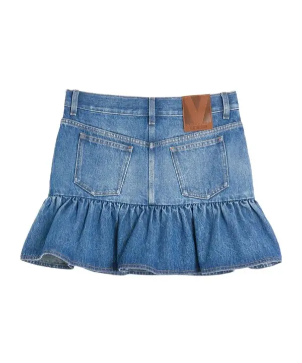 Valentino Garavani Ruffled Hem Denim Skirt