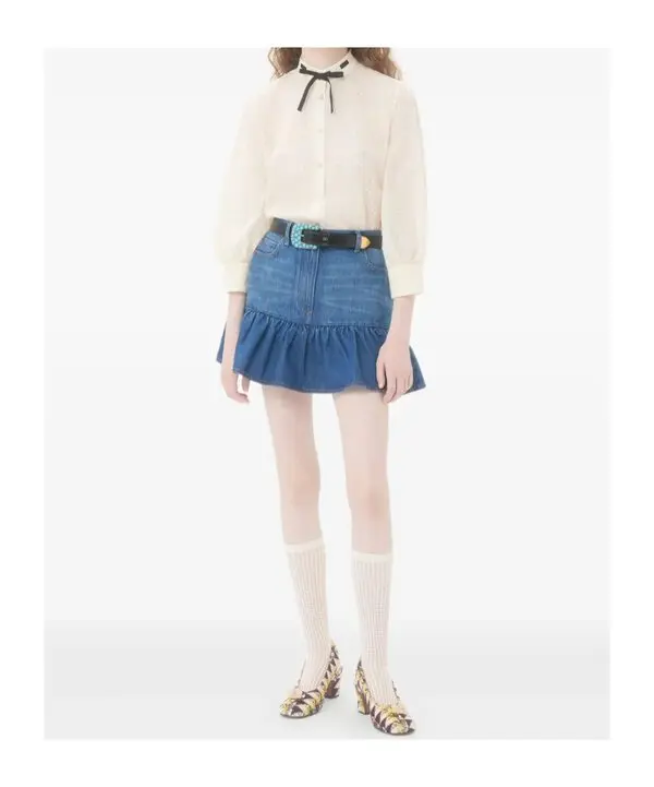 Valentino Garavani Ruffled Hem Denim Skirt
