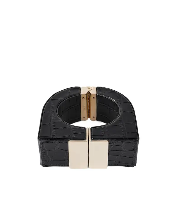 TOM FORD Alligator-patterned Patent Leather Cuff With Gold Hardware - Black