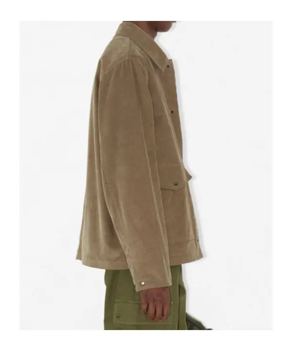 Burberry Logo Embroidered Corduroy Shirt Jacket