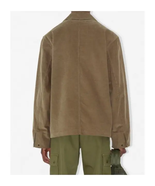 Burberry Logo Embroidered Corduroy Shirt Jacket