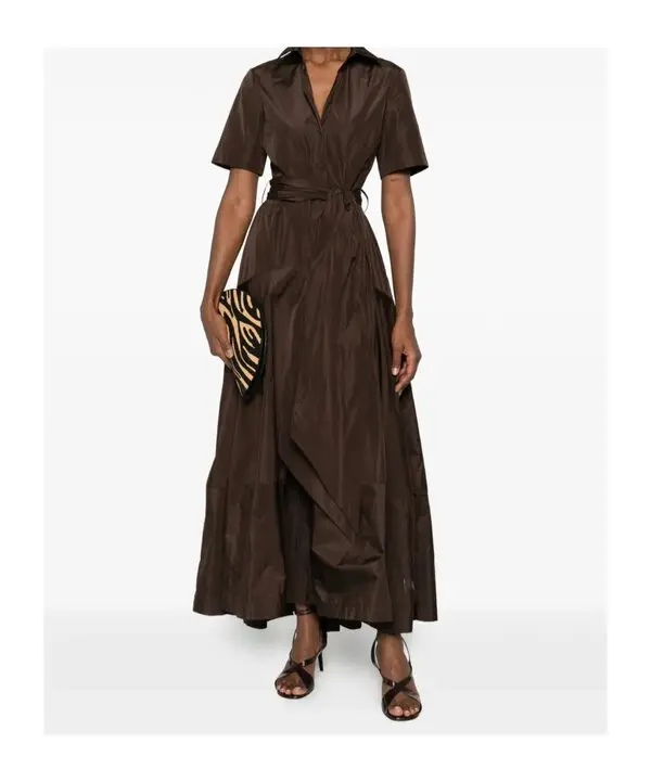 P.a.r.o.s.h Short-sleeve Button-up Maxi Dress With Tie Waist