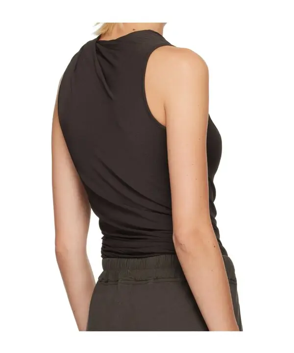 Rick Owens Sleeveless Draped High Neck Knit Top - Black